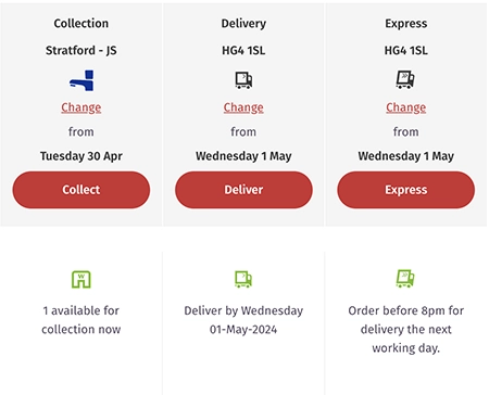 Book your delivery direct to your home, office or site.